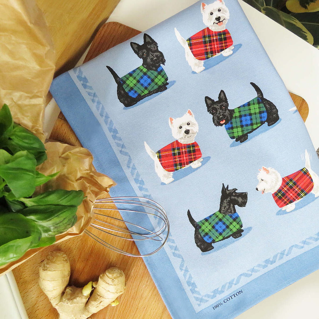 Tea Towel "Scotties & Westies" – Irish Linen Stores